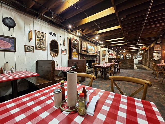 Red and white checkered tablecloths, exposed beams, and walls adorned with vintage treasures&mdash;this isn't manufactured nostalgia, it's the real Tennessee deal.