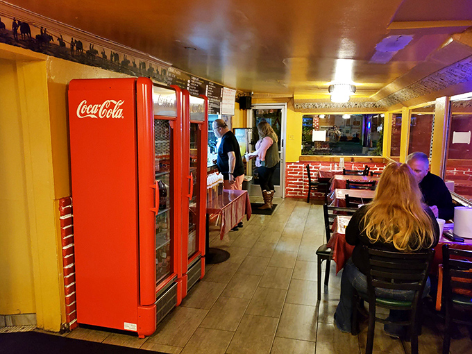 Step inside and you're transported from North Hollywood to the Lone Star State, complete with vintage Coca-Cola machines and cowboy-themed decor.