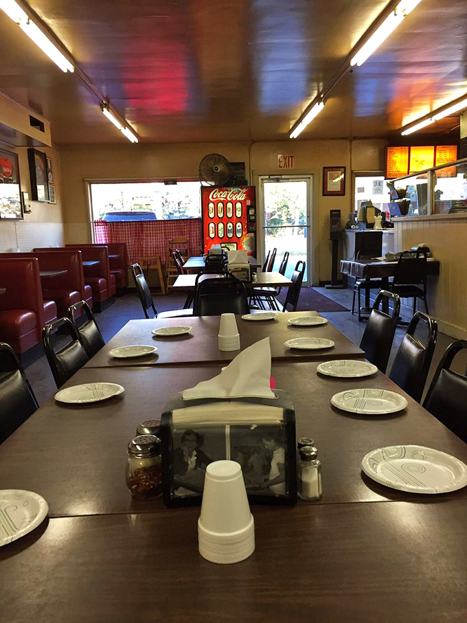 Time travel isn't science fiction at Rubino's&mdash;it's the dining room experience. Red vinyl booths and paper plates tell you they're focusing on what matters: the food.