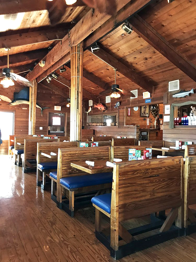 Exposed beams and nautical charm create the perfect setting where every meal feels like a coastal adventure.