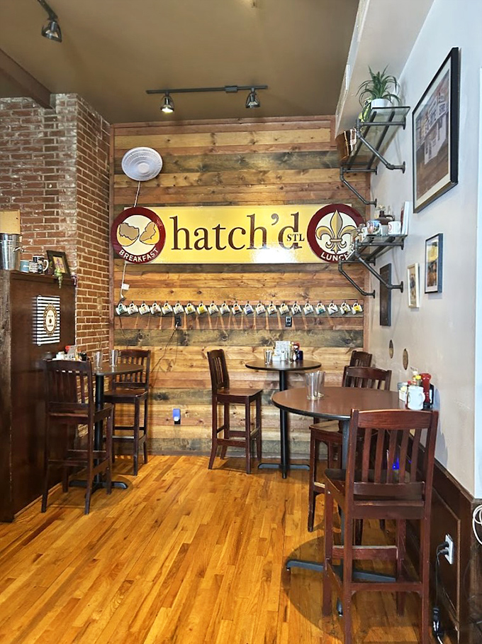 Coffee mugs hanging like trophies against reclaimed wood &ndash; this isn't just decor, it's a promise of the comfort awaiting inside.