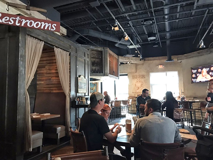 The industrial-chic interior strikes that perfect balance&mdash;nice enough for date night, casual enough to make that embarrassing "first bite" noise. 