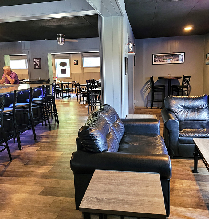 Comfort meets casual sophistication. The leather couches beckon you to sink in with a cold beer while debating the merits of your next food adventure.