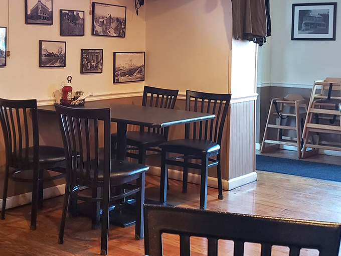 Historic photographs line the walls, telling the story of Nazareth's slate quarrying past while diners enjoy present-day pleasures. Simple tables invite lingering conversations over memorable meals.