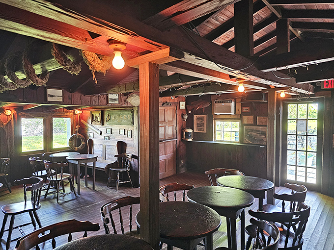 Step inside and you're transported to a bygone era where wooden beams tell stories and round tables have hosted countless celebrations and first dates