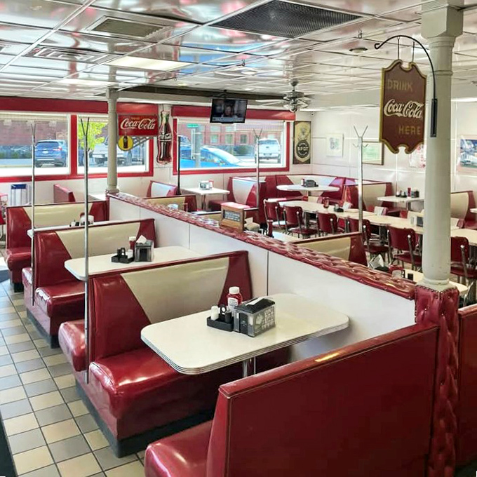 Red vinyl booths aren't just seating&mdash;they're time portals to simpler days when conversations happened face-to-face and coffee refills were endless.