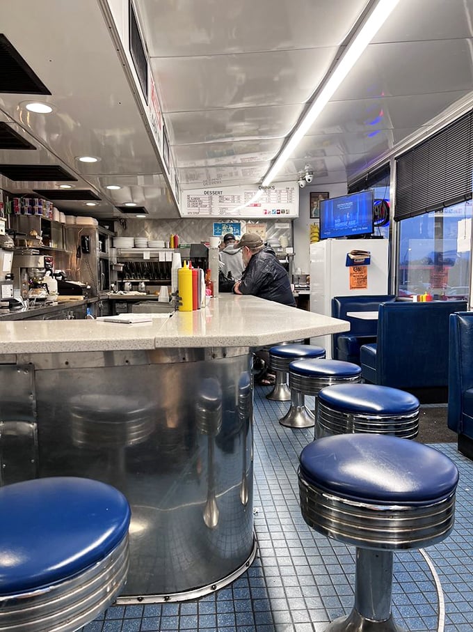 Classic blue vinyl stools line the counter where countless elbows have rested, conversations have flowed, and breakfast dreams have come true.