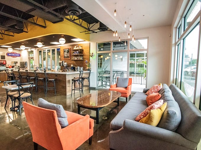 Modern comfort meets old-world charm in La Segunda's newer locations. Those coral chairs aren't just stylish&mdash;they're perfect for the "I need a moment with this pastry" experience.