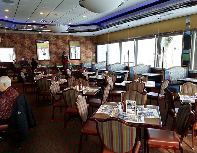 Step inside and discover booth seating that invites lingering conversations over endless coffee refills and hearty meals.