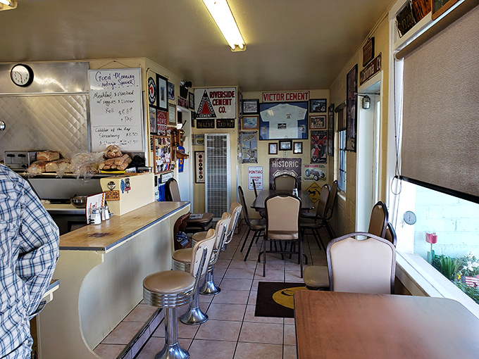 Step inside and feel time slow down in this authentic diner where chrome stools still spin with 1950s charm.