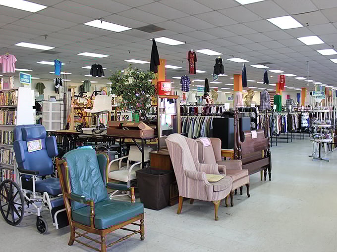 A furniture wonderland where every chair has a story and your next living room set costs less than dinner for four.