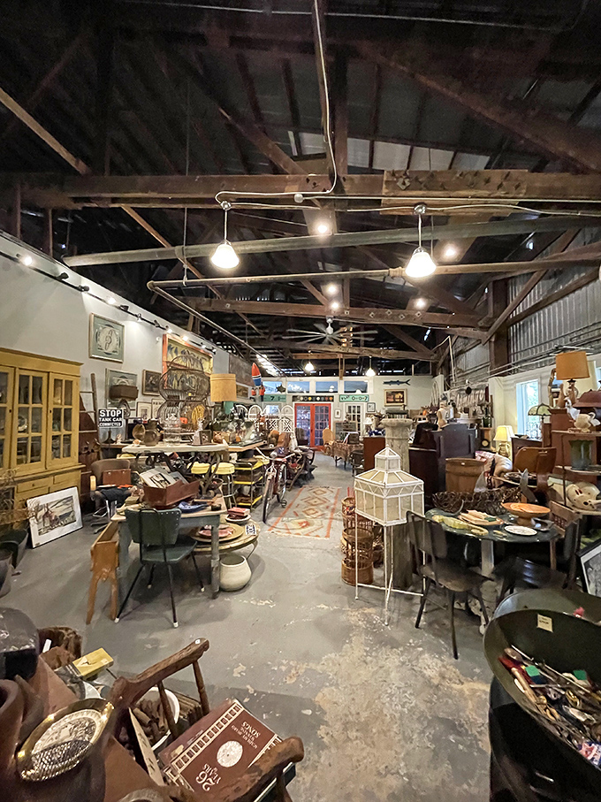 Step inside and time stops &ndash; exposed beams, hanging lights, and pathways that wind through decades of American history.