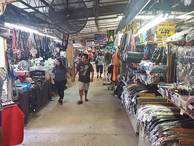 The narrow pathways between vendor stalls create a shopper's labyrinth where every turn promises new discoveries and unexpected finds.