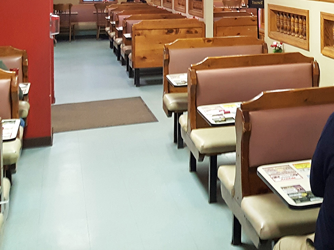 Classic booth seating where comfort food dreams come true, one perfectly seasoned bite at a time.