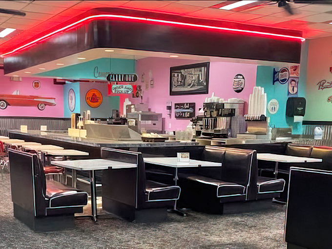 Step inside and the technicolor dream begins&mdash;pink walls, turquoise accents, and a counter that's seen more stories than a library.