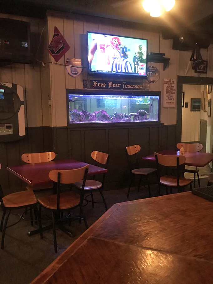 The aquarium provides zen vibes while you anticipate carnivorous bliss at this authentic neighborhood gem.