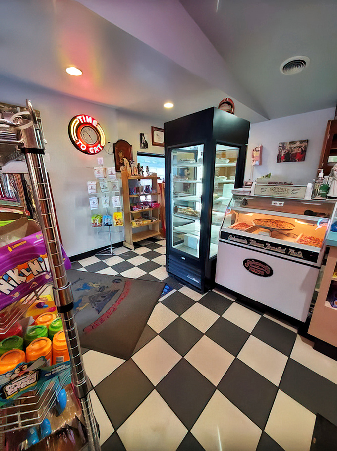 Classic black and white checkered floors and vintage decor set the stage for comfort food that actually comforts.