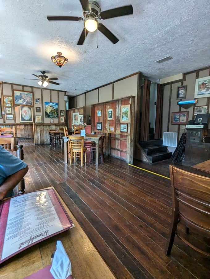 Step inside and you're greeted by warm wood paneling, vintage charm, and the unmistakable feeling that time moves a little slower here.