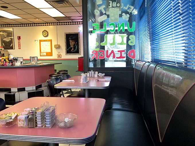 Classic diner aesthetics at their finest&mdash;pink tables, vinyl booths, and the promise of a meal that won't require a second mortgage.