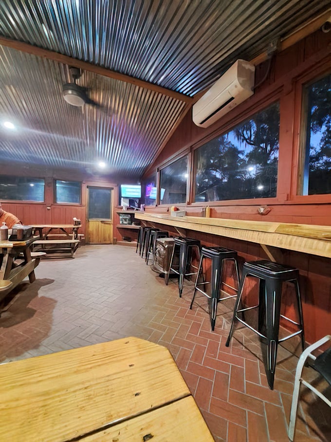 The corrugated metal ceiling and wooden bar stools aren't trying to impress anyone&mdash;they're just setting the stage for the real star: what's coming out of the kitchen.