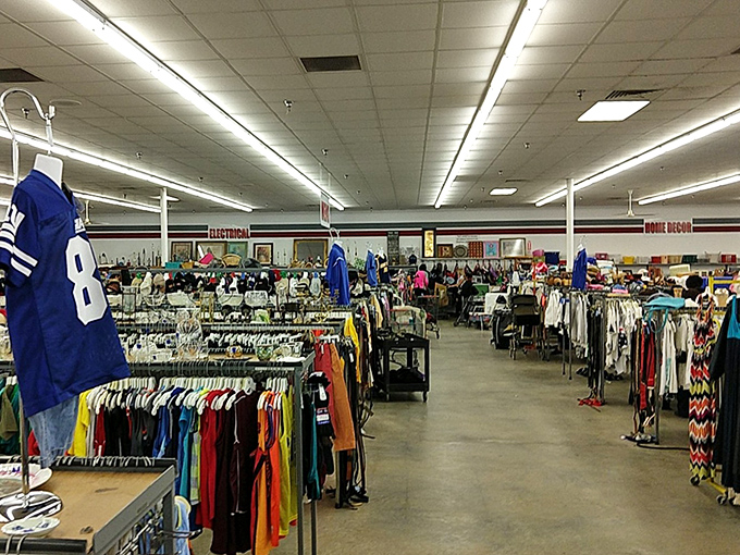 Endless racks of possibility stretch before you like a textile ocean. That blue jersey might have stories to tell, if only fabric could talk.