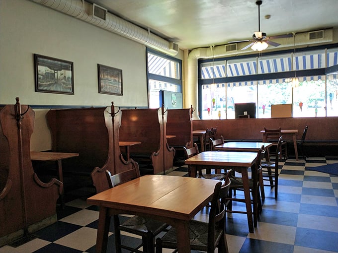 Step back in time with these vintage wooden booths and classic checkered floor &ndash; where ice cream memories have been made since before Instagram could document them.