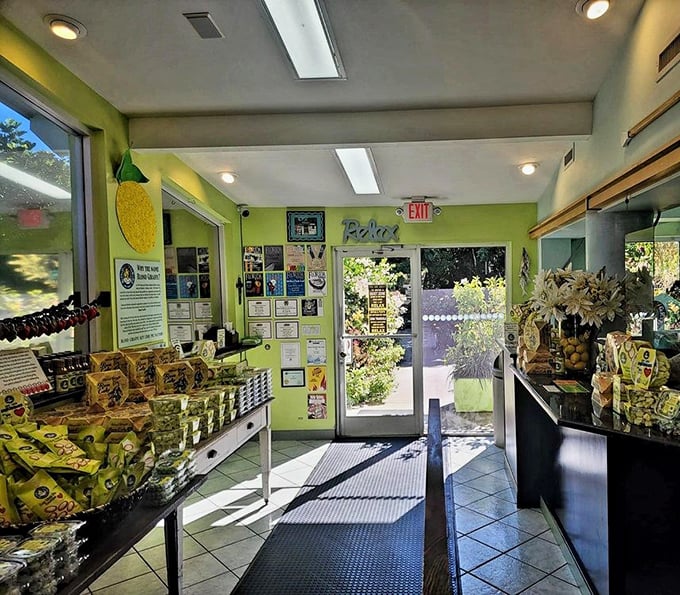 Step inside and the lime theme continues! The bright interior is a cheerful prelude to the citrusy delights awaiting your taste buds.