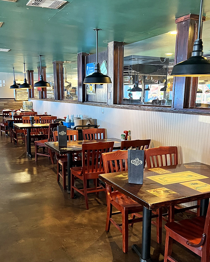 That turquoise ceiling makes every meal feel like underwater dining, minus the scuba gear rental fees.