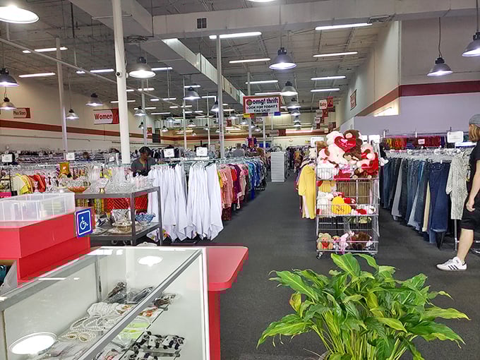 Welcome to the mothership! High ceilings, bright lighting, and endless racks create a thrifter's paradise that makes mall shopping feel positively claustrophobic.