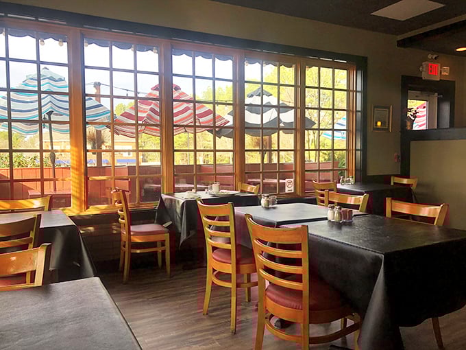 Sunlight streams through windows, bathing wooden tables in golden light. This isn't just dining&mdash;it's therapy with tablecloths.