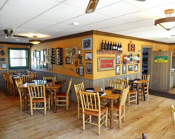 Warm yellow walls adorned with local memories create the perfect backdrop for memorable meals. Wisconsin hospitality in its natural habitat.