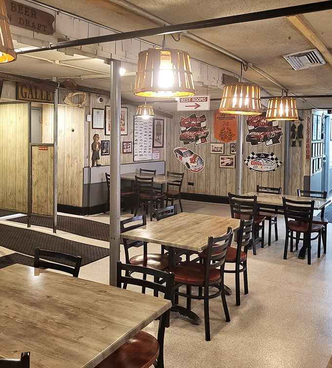 Inside, wooden paneling and basket lamps create that perfect "I've discovered a local gem" atmosphere. No white tablecloths needed when the food's this good.
