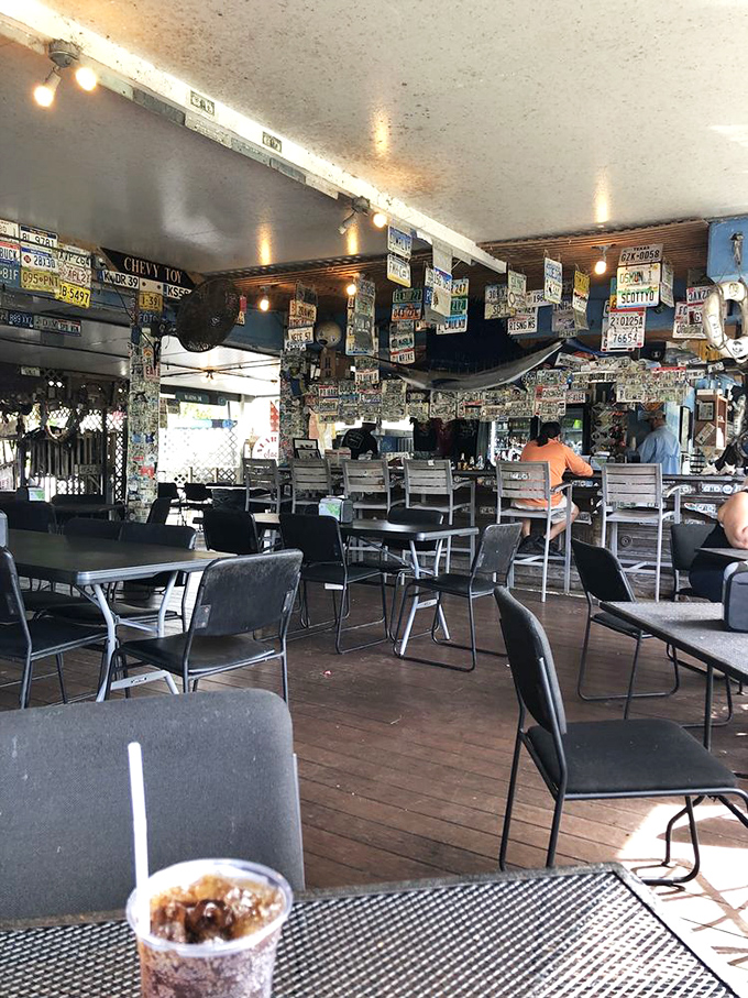 License plates from across America create a ceiling mosaic that tells you this isn't just a meal&mdash;it's a nationwide pilgrimage for seafood seekers.