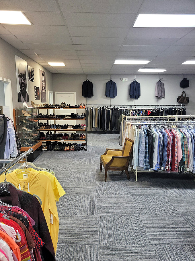 Organization that would make Marie Kondo weep with joy&mdash;racks of men's clothing await their second chance at sparking someone's style.