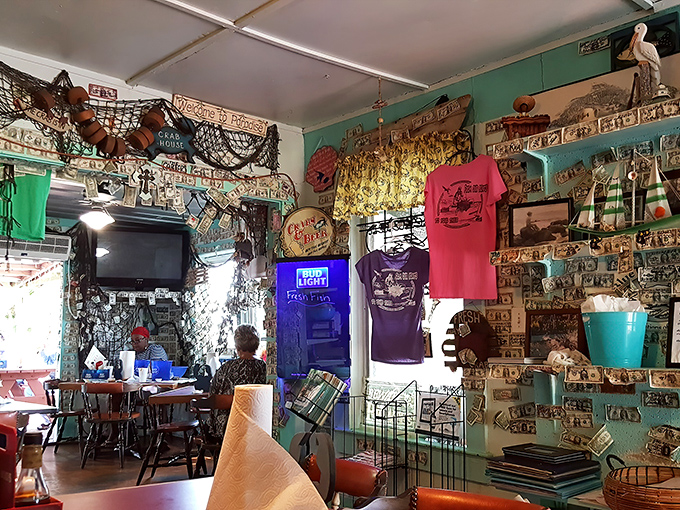 Inside, fishing nets and license plates create a maritime museum where the only admission fee is an appetite for spectacular seafood.