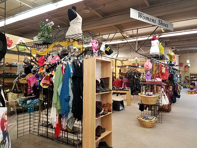 Welcome to the women's shoe department, where footwear gets its second chance at romance and your wallet breathes a sigh of relief.