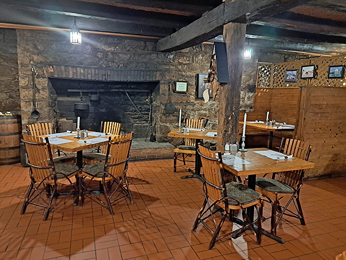 Step into a dining room where George Washington could have eaten, complete with a fireplace large enough to roast a politician or two back in the revolutionary days.