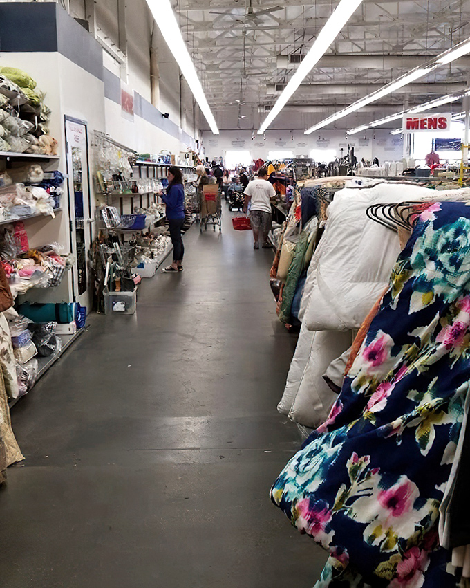 Endless aisles stretch toward the horizon like a bargain hunter's yellow brick road, promising adventures at every turn.