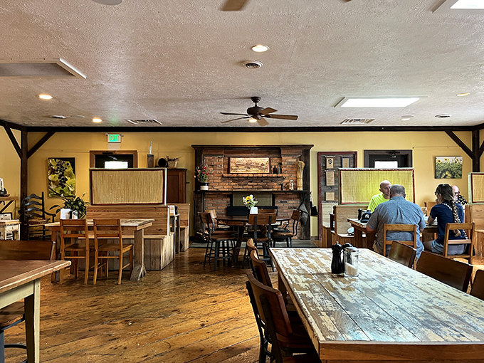 The interior whispers stories of countless memorable meals, with wooden beams and stone accents creating that "grandma's house meets gourmet hideaway" vibe.