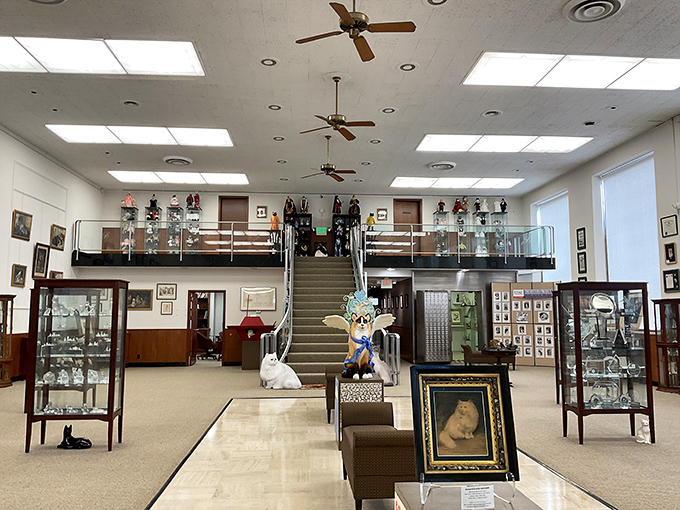 A two-story wonderland of feline fascination awaits visitors, with display cases and exhibits that would make even the most aloof cat purr with approval.