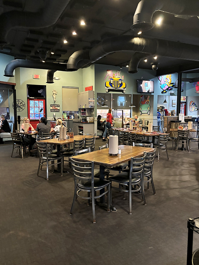 Inside, wooden tables and exposed ductwork create that perfect "we care more about the food than fancy fixtures" vibe that seasoned diners know signals something special.