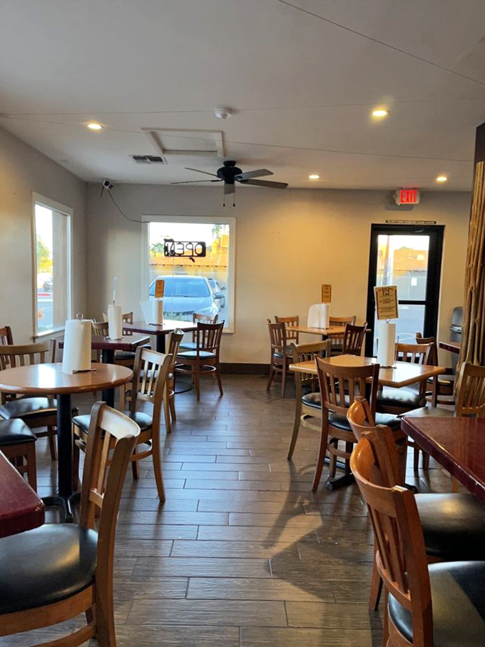 Simple wooden tables and chairs say, "We're not here for the décor." The real masterpieces at Fry Bread House arrive on your plate, not on the walls.