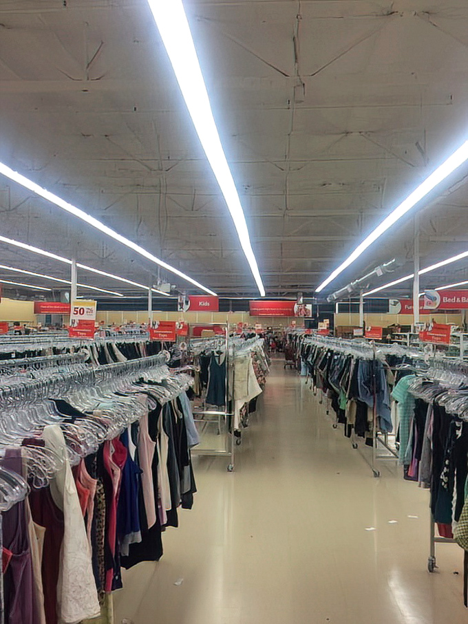 Endless racks of possibility stretch before you like a secondhand sea. Each aisle promises discoveries waiting to be made.