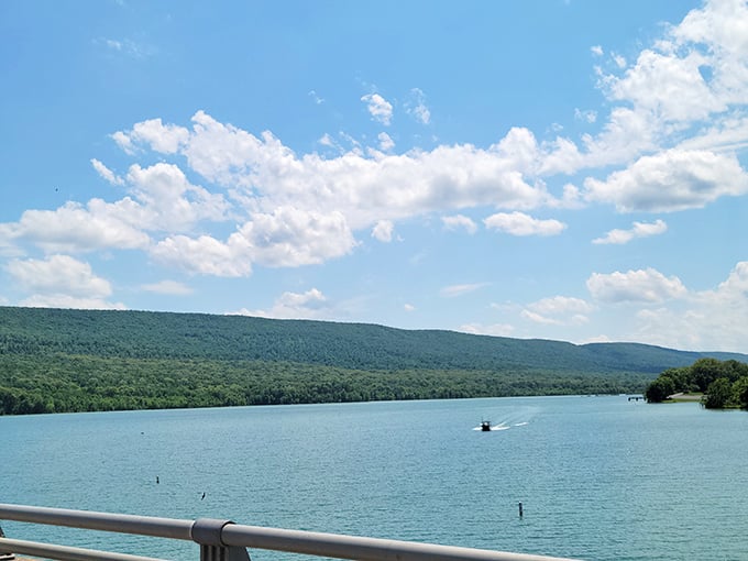 Mother Nature showing off her best blue ensemble. When the clouds reflect in Foster Joseph Sayers Reservoir, it's like getting two skies for the price of one.