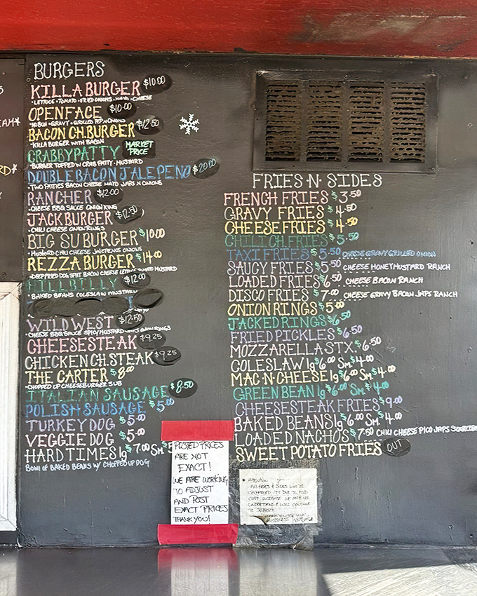 This chalkboard menu isn't just a list&mdash;it's a roadmap to comfort food nirvana, with every item promising a delicious detour from your diet.