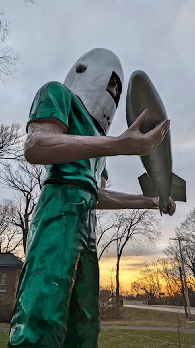 That moment when you realize your space helmet doubles as excellent protection from Midwest weather patterns.