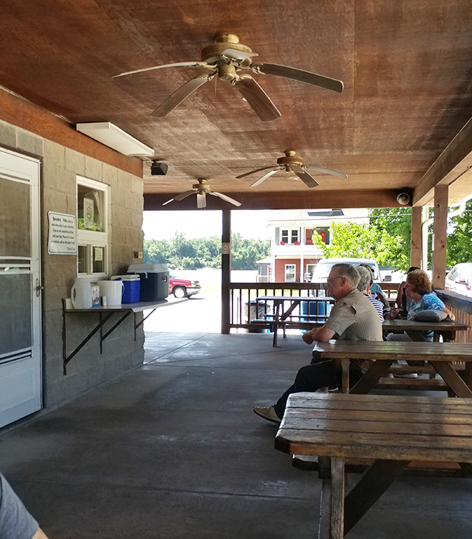 Ceiling fans lazily spin above weathered picnic tables where diners enjoy nature's perfect dining room&mdash;the mighty Mississippi providing both the view and the main course.