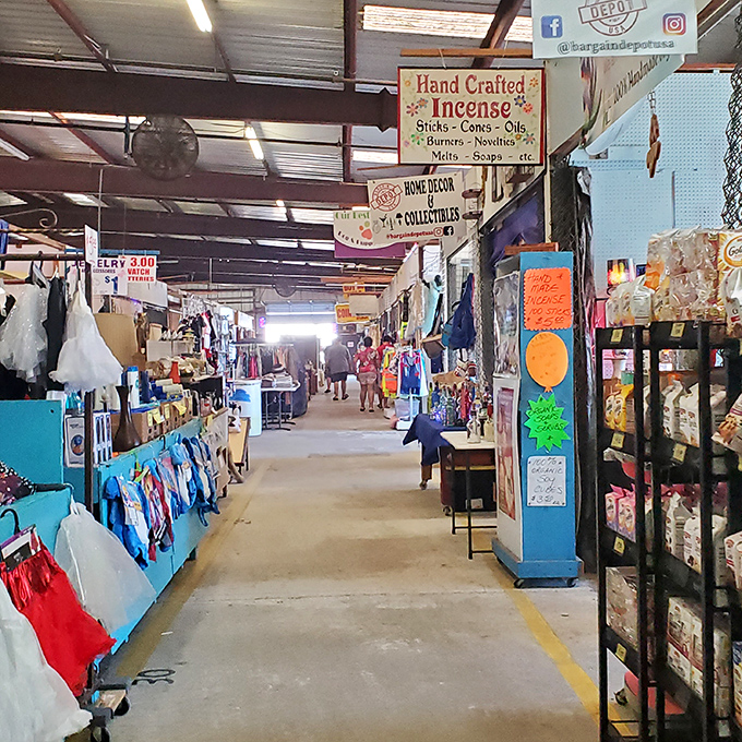 This indoor bazaar stretches forever, like your favorite mall had a garage sale baby.