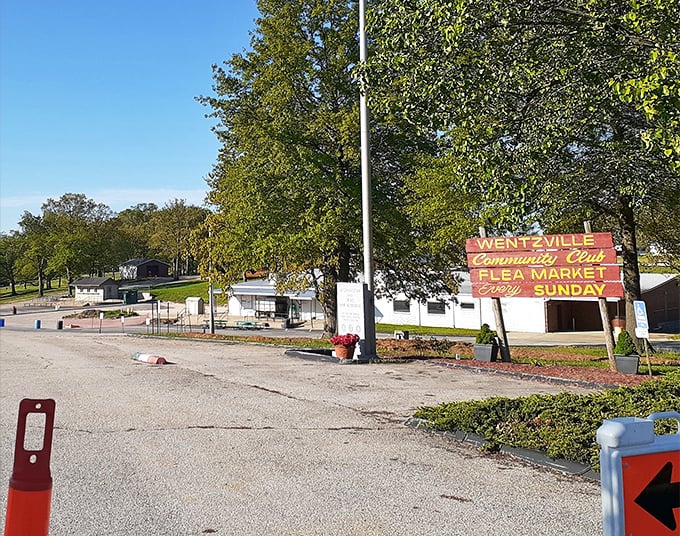 The vintage signage welcomes bargain seekers to Missouri's most beloved weekend tradition and community gathering spot.