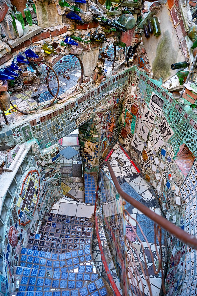 Stairways to heaven? Not quite, but these mosaic-covered steps certainly elevate ordinary walking to an extraordinary visual adventure.